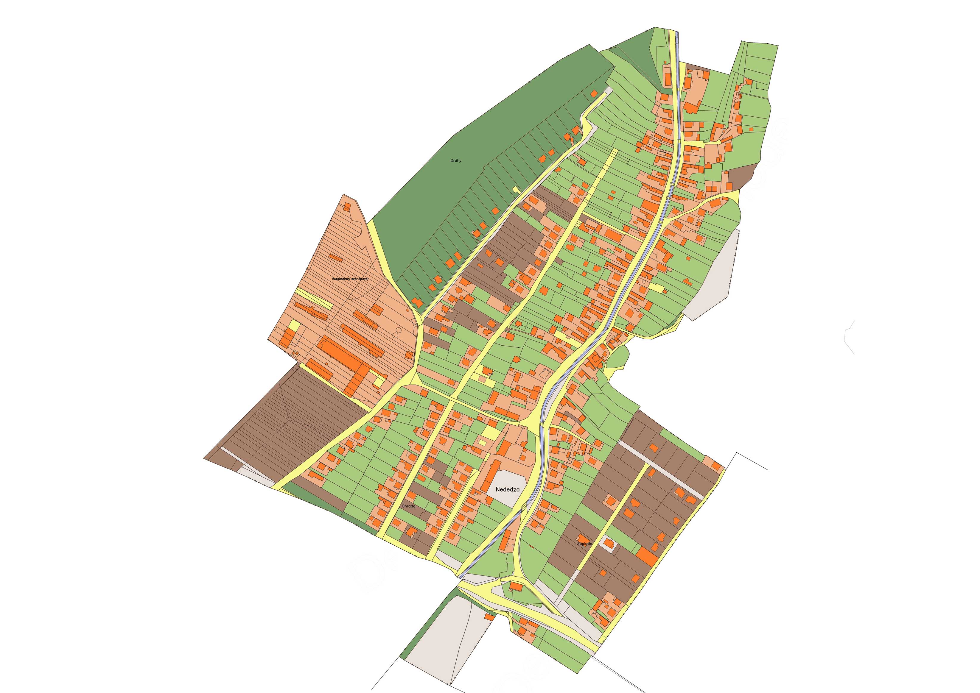 Mapa katastra obce Gbeľany